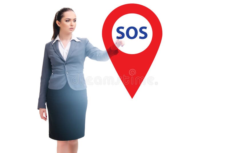 Businesswoman Pressing SOS Button in Case of Danger Stock Image - Image ...