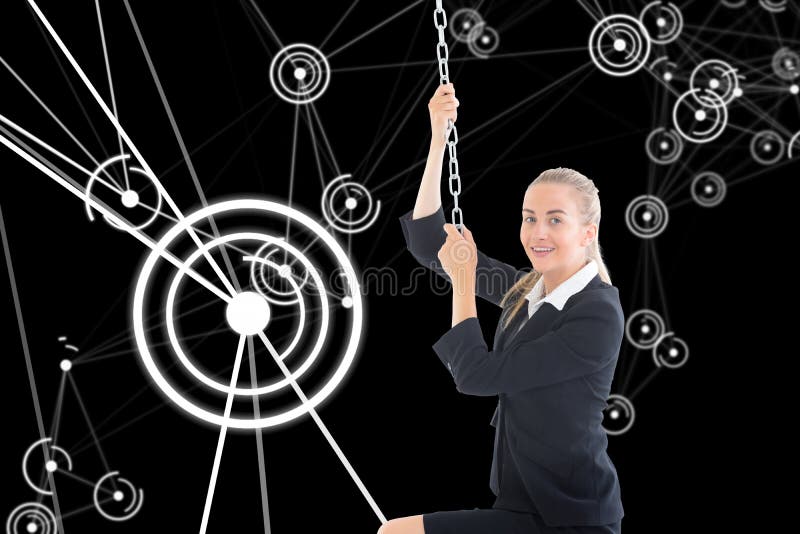 Businesswoman Pulling a Chain Stock Photo - Image of composite, dres ...
