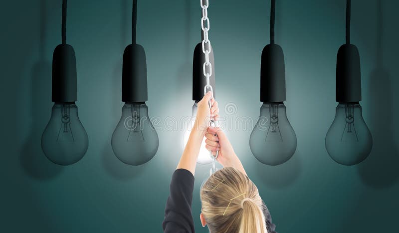 Businesswoman Pulling a Chain Stock Image - Image of cord, plastic ...