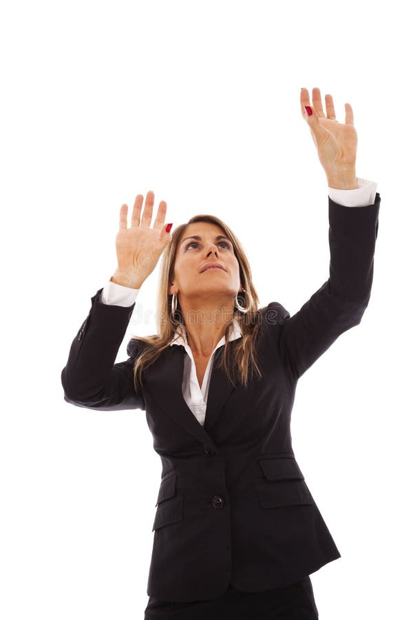 Businesswoman Reaching Something Stock Image - Image of reaching ...