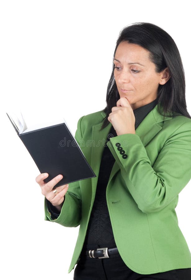 Businesswoman Reading the Diary Stock Photo - Image of person ...