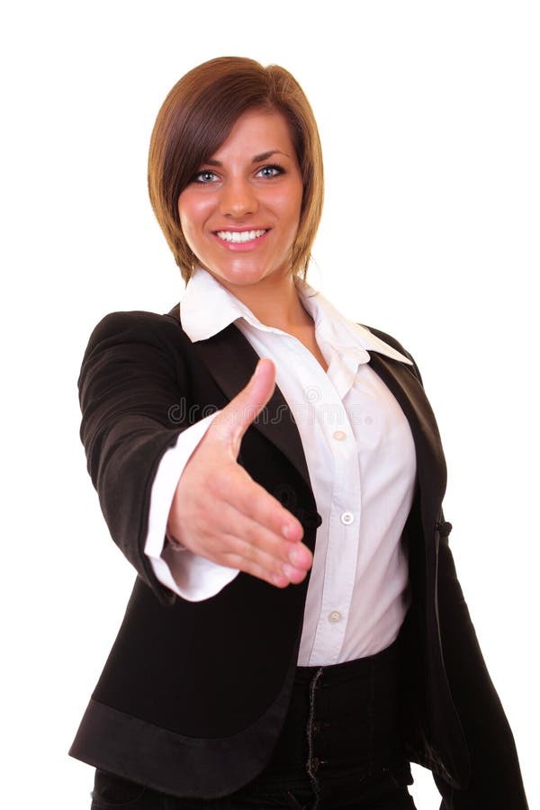 Authoritative Business Woman with Hands on Hips Stock Photo - Image of ...