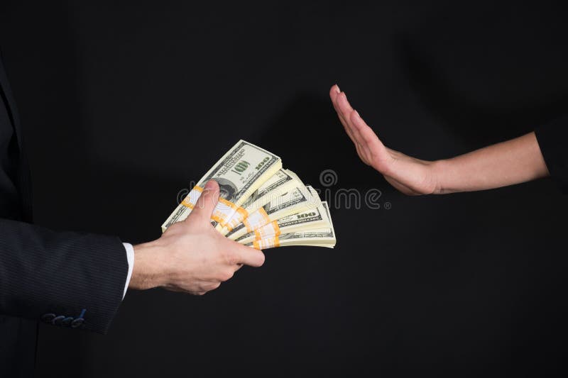 Businesswoman Refusing Money Offered. Stock Photo - Image of debt, home ...