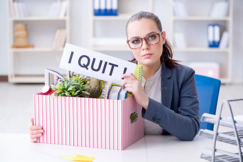 The Businesswoman Resigning from Her Job Stock Image - Image of files ...