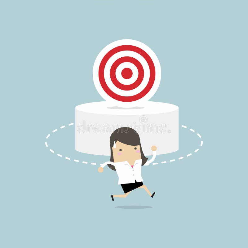 Businesswoman Running Around the Target. Stock Vector - Illustration of ...