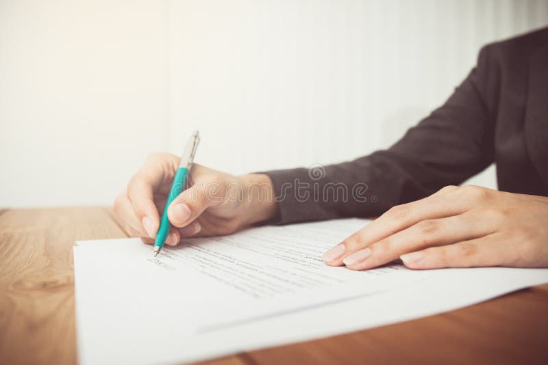 Businesswoman S Hand with Pen Completing Personal Information Stock ...
