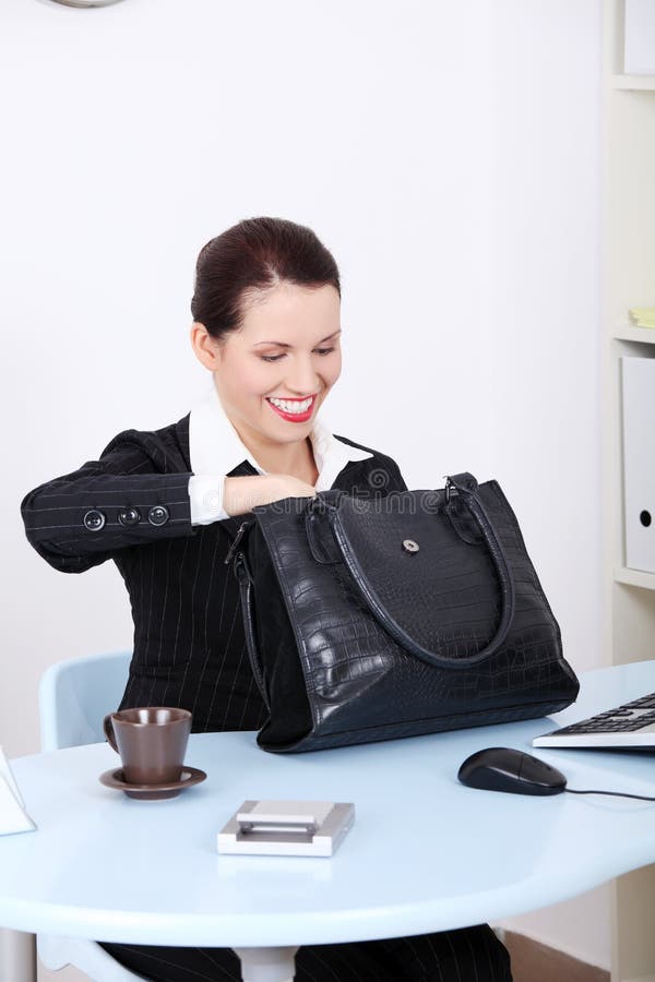 Businesswoman Searching in Her Bag. Stock Image - Image of caucasian ...