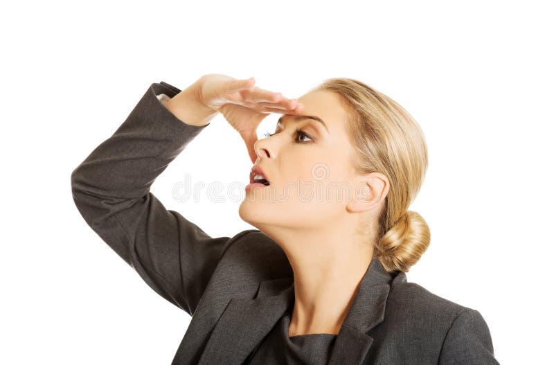 Businesswoman See Something Interesting Stock Image - Image of person ...