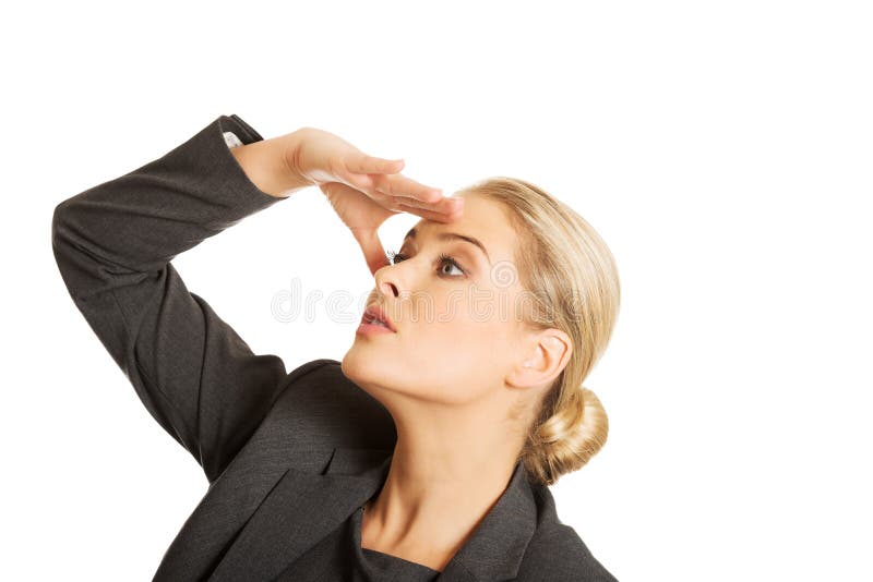 Businesswoman See Something Interesting Stock Image - Image of pensive ...