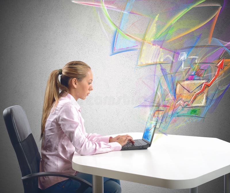 Businesswoman send mail stock image. Image of business - 47788543