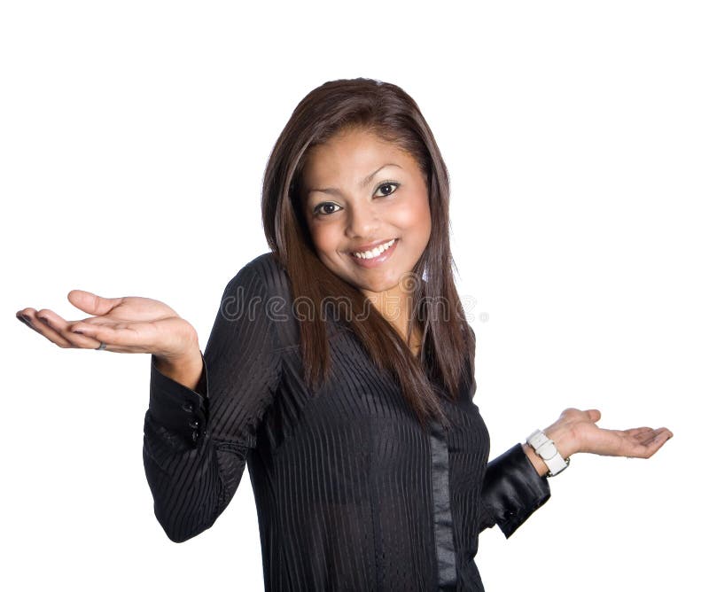 Businesswoman Shrugging Shoulder, Isolated Stock Photo - Image of ...