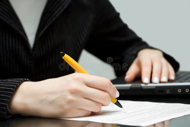 Business Woman Signing Contract Stock Photo - Image of paper, financial ...
