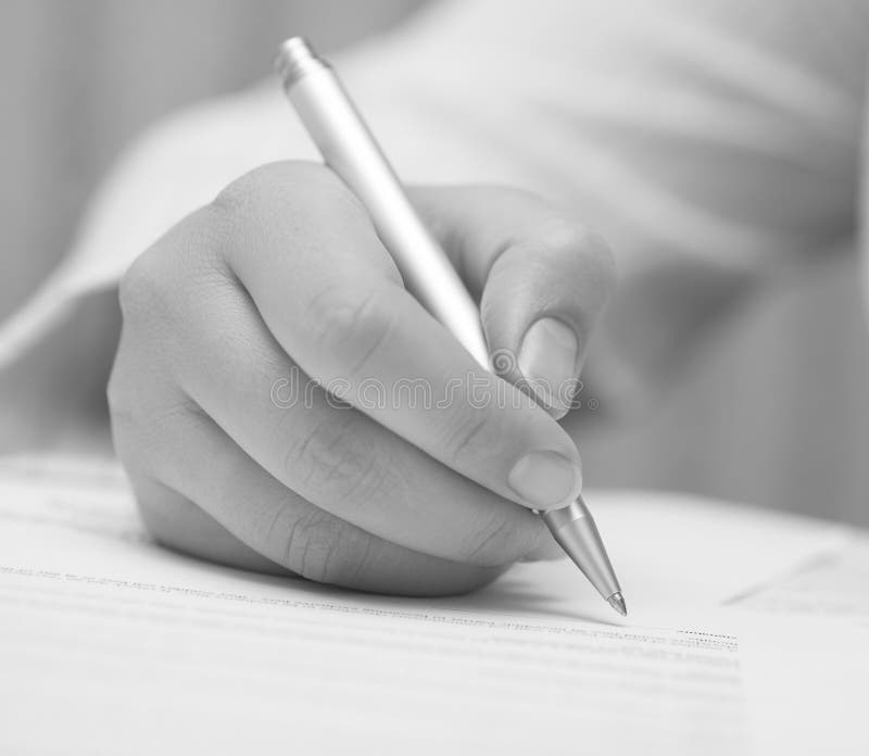 Businesswoman Signing Contract (Black and White) Stock Photo - Image of ...