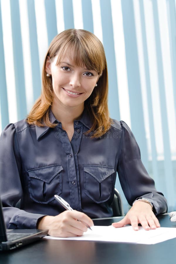 Businesswoman Signing Document Stock Image - Image of planning, plan ...