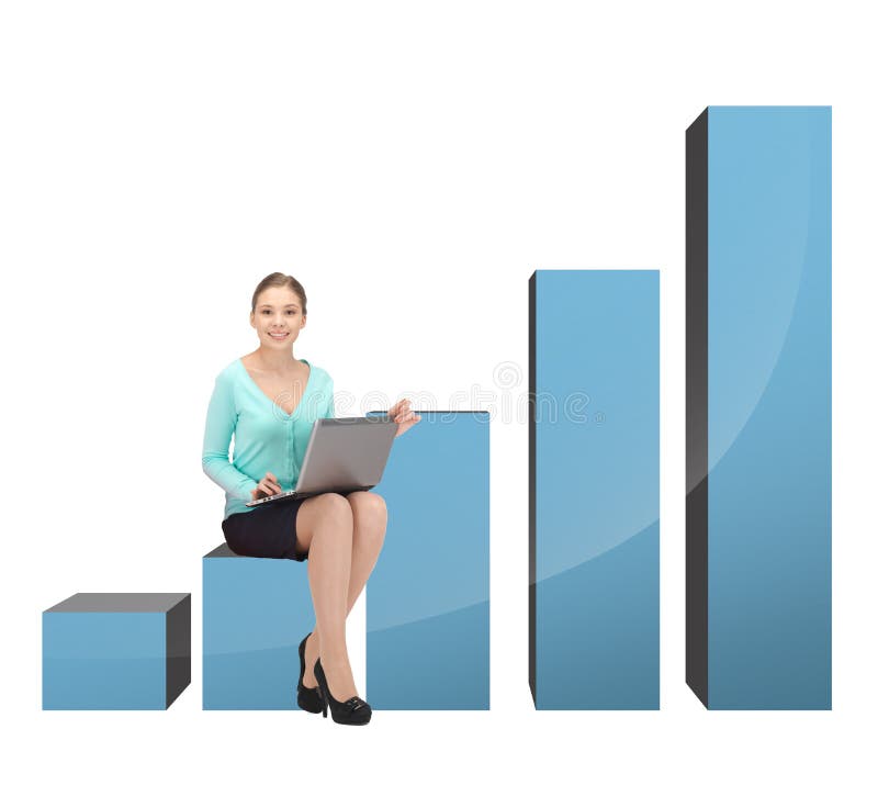 Businesswoman Sitting on Big 3d Chart Stock Image - Image of data ...