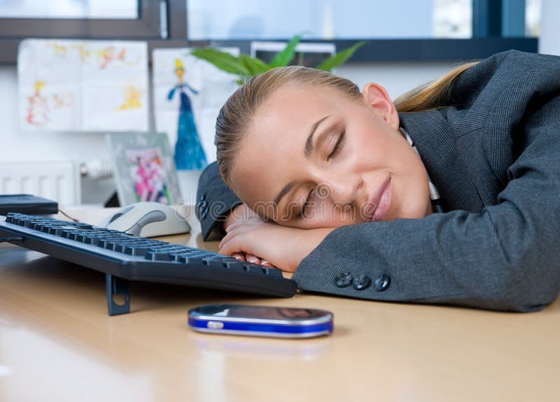 Businesswoman Sleeping at Her Desk Stock Photo - Image of executive ...