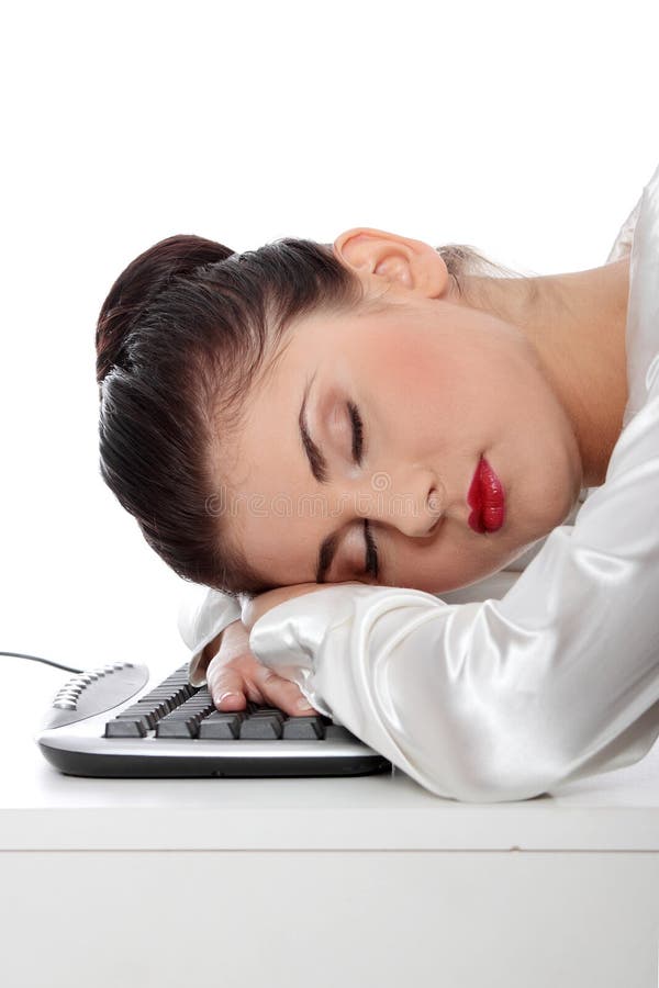 Businesswoman Sleeping on the Keyboard Stock Image - Image of portrait ...