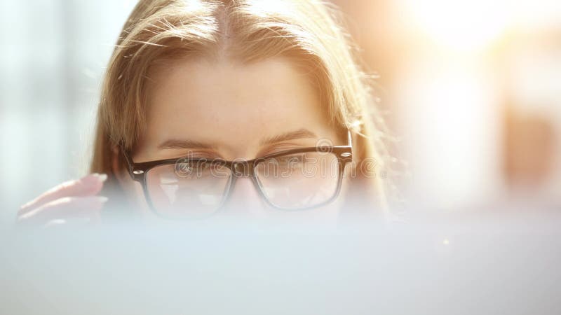 Serious Thinking Woman Working With Laptop Inside Office At Workplace Stock Video Video Of
