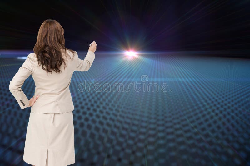 Businesswoman Standing Back To Camera Writing with Marker Stock Image ...