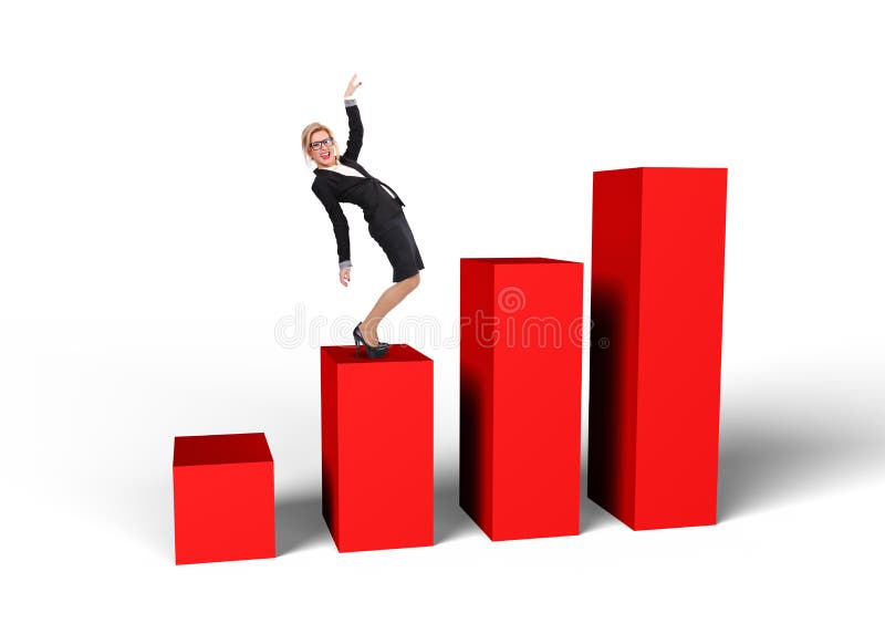 Businesswoman Standing on Graph Stock Illustration - Illustration of ...