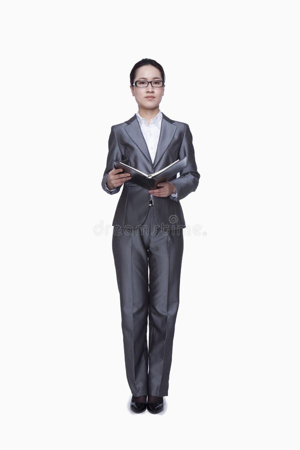Businesswoman Standing with Her Notebook, Portrait Stock Image - Image ...