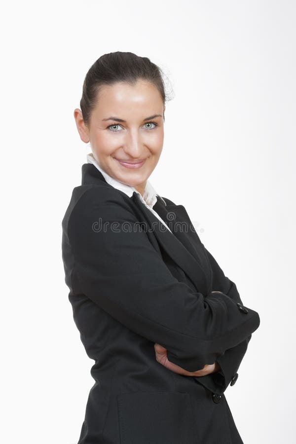 Businesswoman Standing Looking at Camera Stock Image - Image of young ...