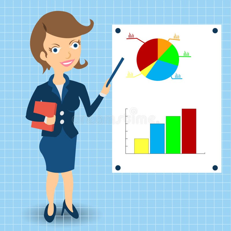 Businesswoman with Statistic Graphs Stock Vector - Illustration of ...