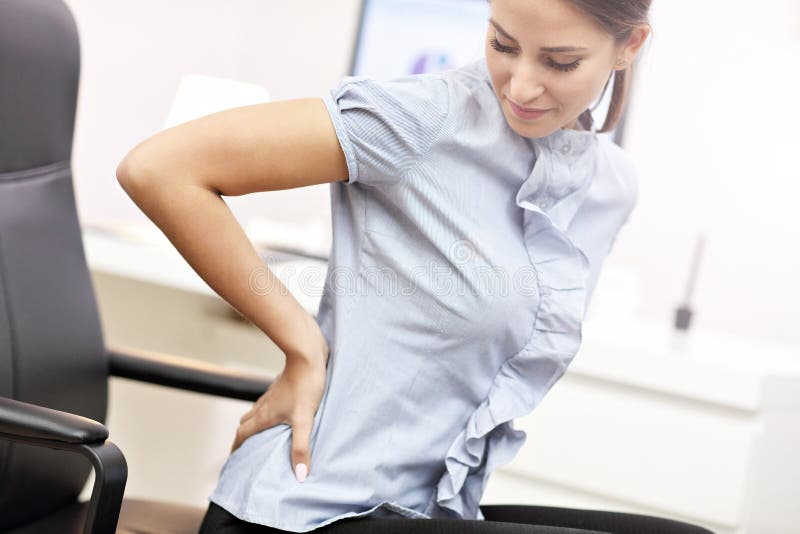 Businesswoman Suffering from Backache Stock Image - Image of copy ...