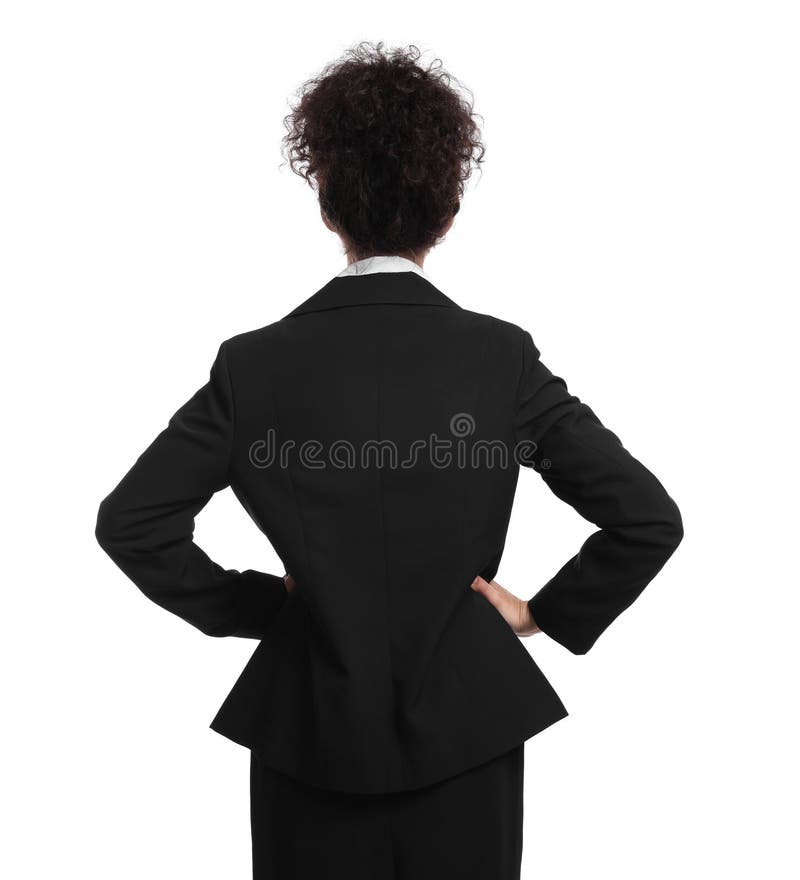 Businesswoman in Suit on White Background, Back View Stock Image ...
