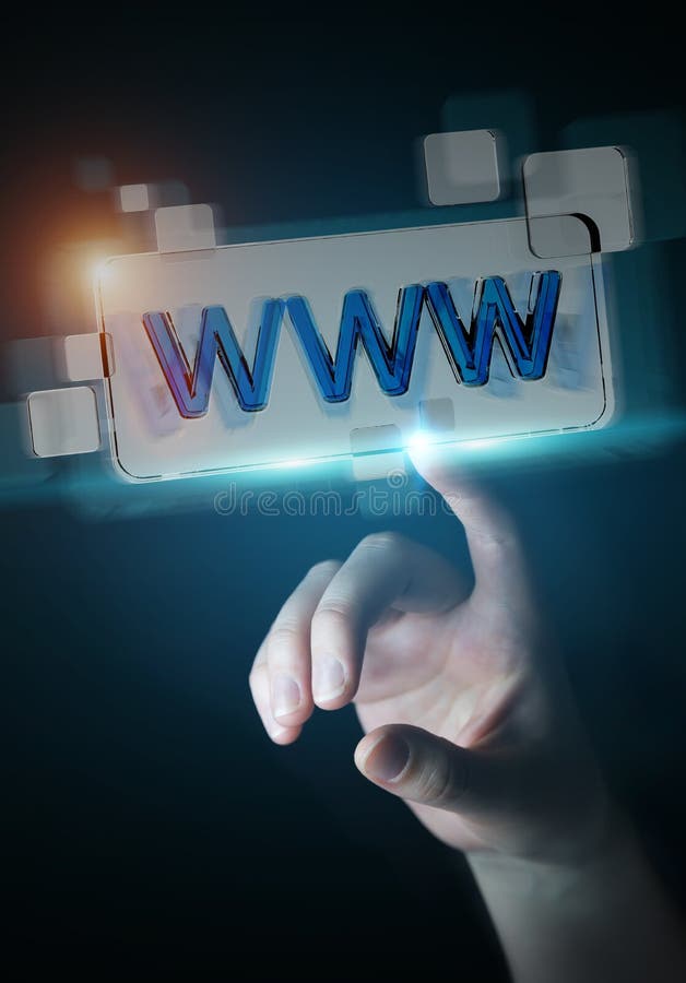 Businesswoman Surfing on Internet Using Tactile Web Address Bar Stock ...