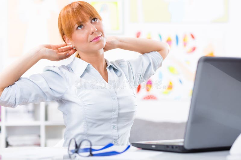 Businesswoman Taking a Break from Work Stock Image - Image of away ...