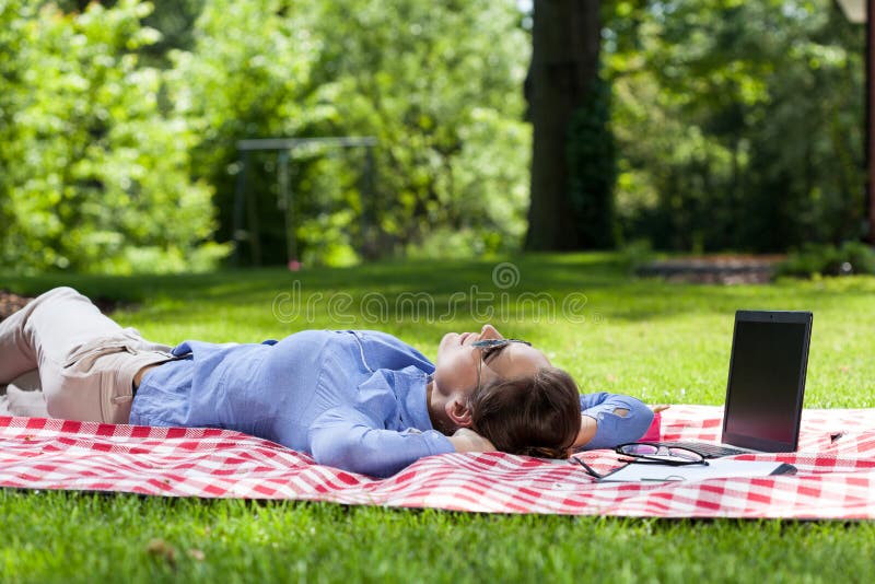 Woman napping outside stock photo. Image of blue, female - 19642148