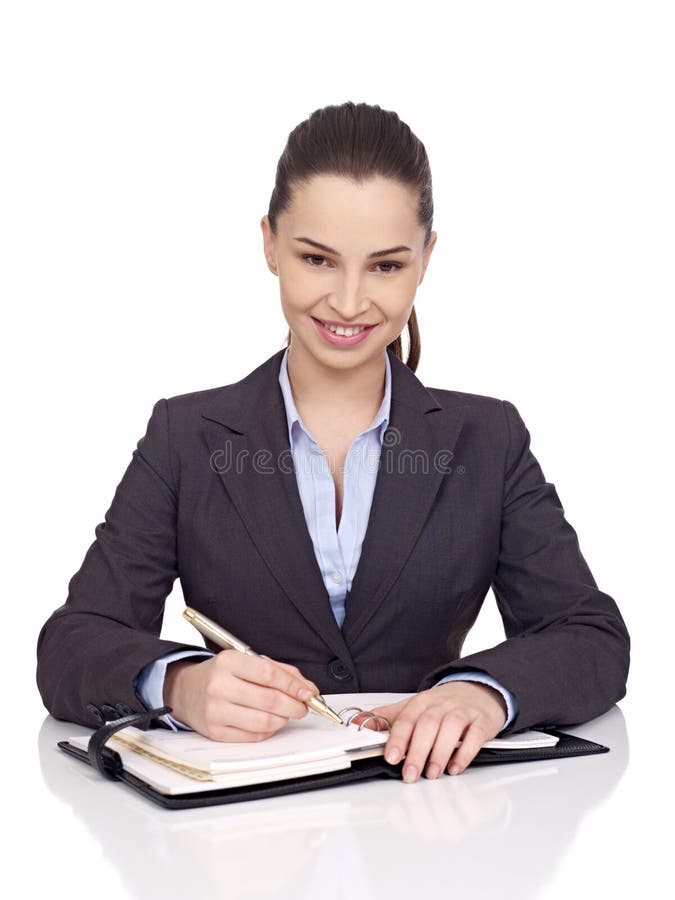 Businesswoman taking notes stock photo. Image of cheerful - 113217400