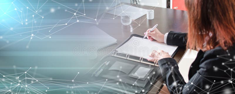 Businesswoman Taking Notes; Panoramic Banner Stock Photo - Image of ...