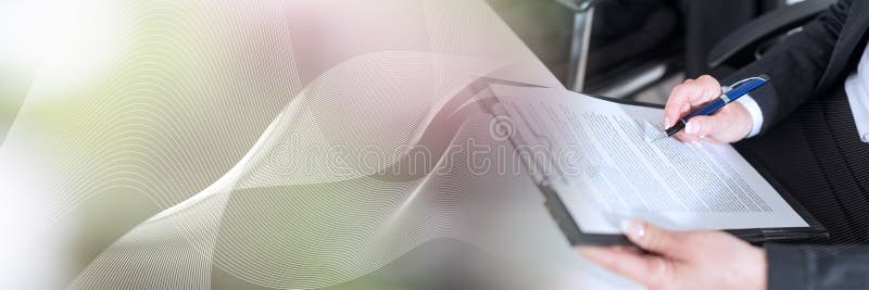 Businesswoman Taking Notes Panoramic Banner Stock Photo - Image of ...