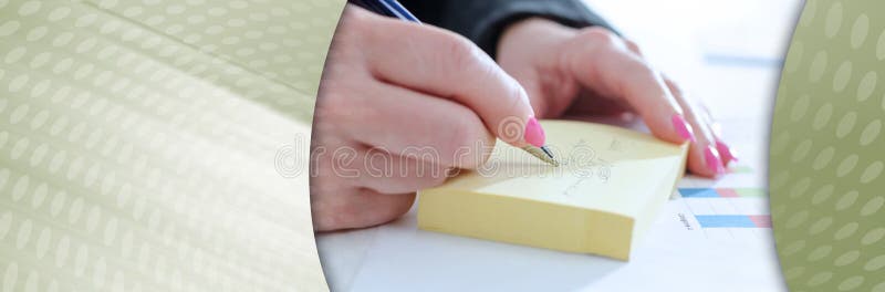 Businesswoman Taking Notes; Panoramic Banner Stock Image - Image of ...