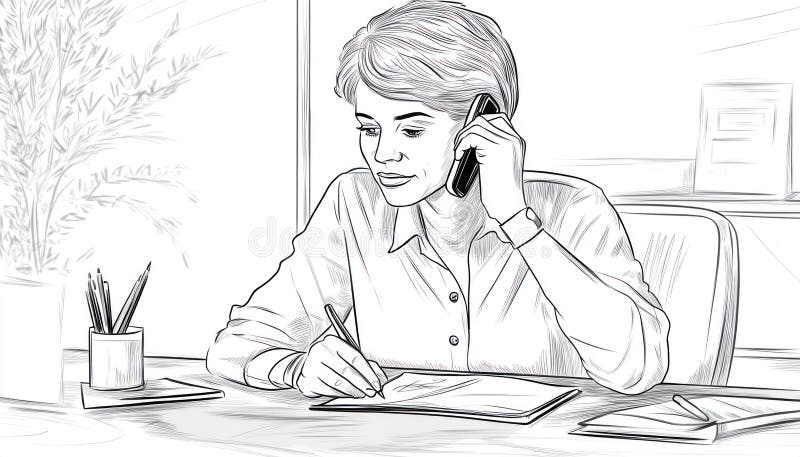Businesswoman Taking Notes while Talking on Phone in Office Stock Photo ...