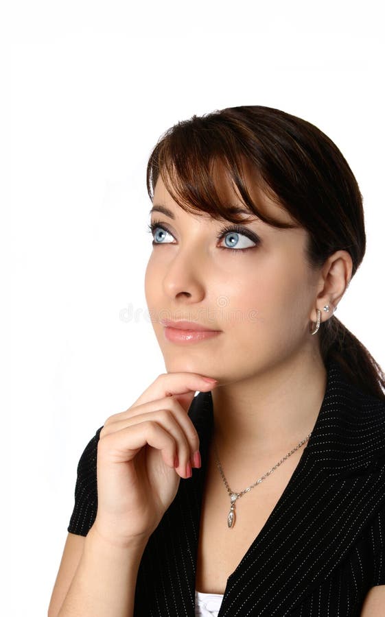 Businesswoman Thinking Pose Stock Photo - Image of blue, business: 3293168
