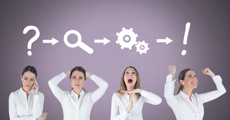 Businesswoman Thinking in Sequence with Ideas and Brainstorm Process ...