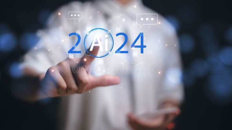 Businesswoman Touching Immersive 2024 AI Artificial Intelligence ...