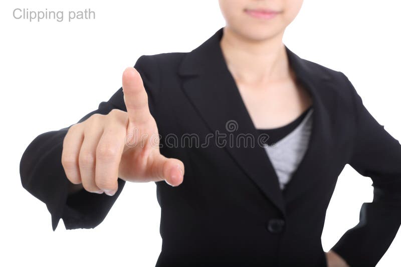 Businesswoman Touching Something Stock Image - Image of success ...