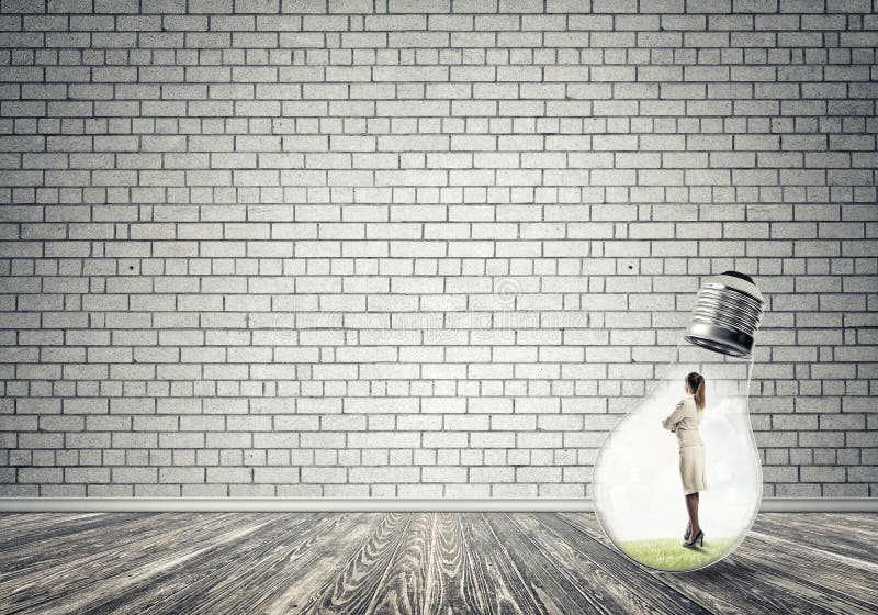 Businesswoman Trapped in Bulb Stock Illustration - Illustration of ...