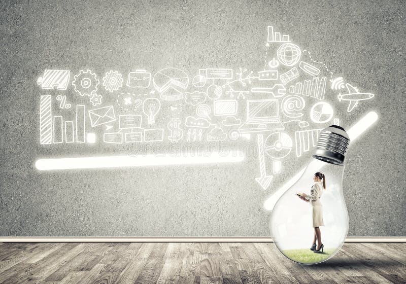 Businesswoman Trapped in Bulb Stock Image - Image of idea ...