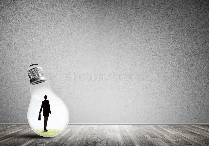 Businesswoman Trapped in Bulb Stock Image - Image of lightbulb, bulb ...