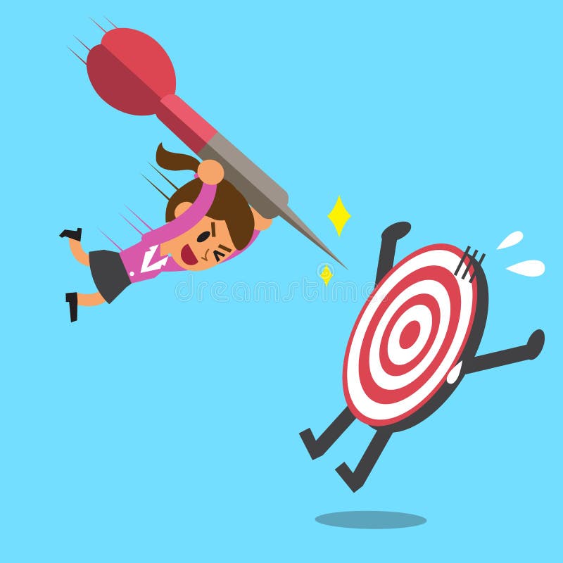 Businesswoman Try To Hit a Target Stock Vector - Illustration of ...