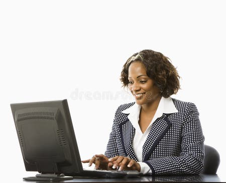 Businesswoman typing. stock image. Image of pretty, american - 3613451