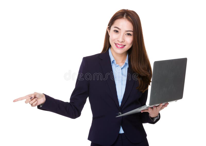 Businesswoman Use Laptop Finger Point Aside Stock Photos - Free ... Businesswoman Use Laptop Finger Point Aside Stock Photos - Free ...