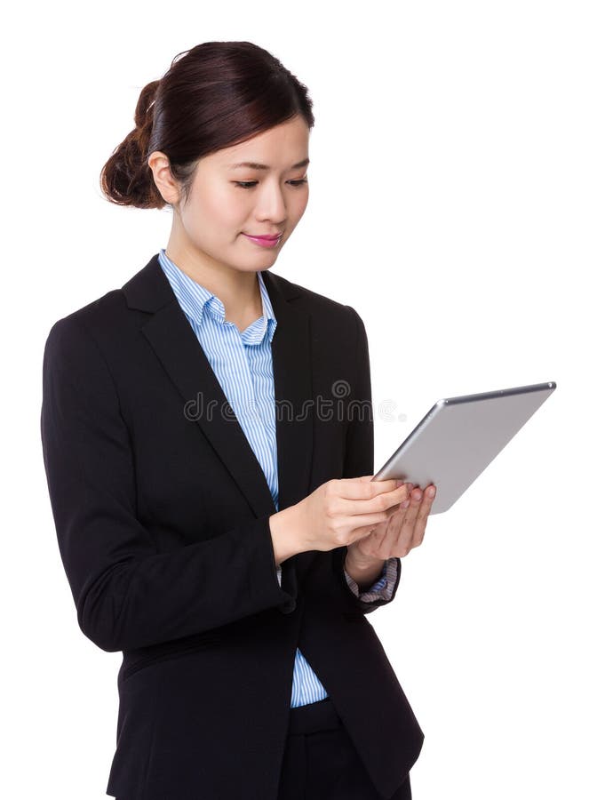 Businesswoman Use of Tablet Stock Photo - Image of happy, black: 50403312