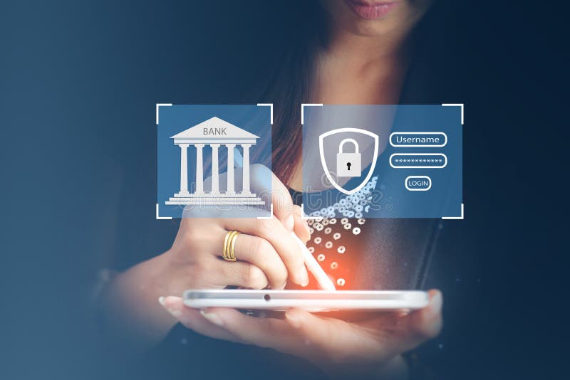 Businesswoman or User Typing Login and Password Protecting Personal ...