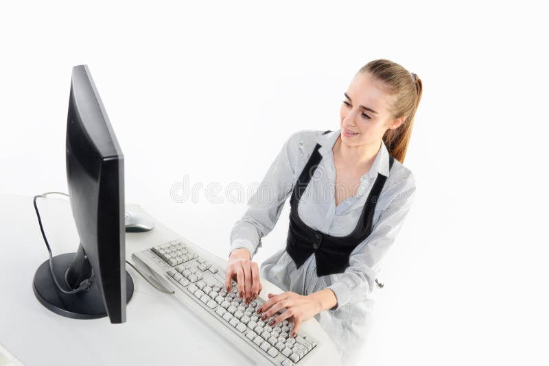 Businesswoman Using Computer and Typing on the Keyboard Stock Photo ...